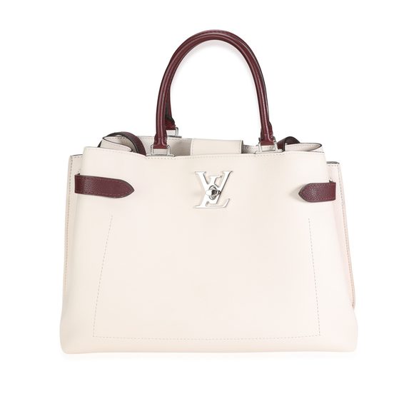 Louis Vuitton | Bags | Louis Vuitton Cream Burgundy Grained Calf ...